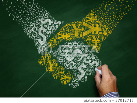 Image of foreign currency transaction drawn on... - Stock Illustration ...