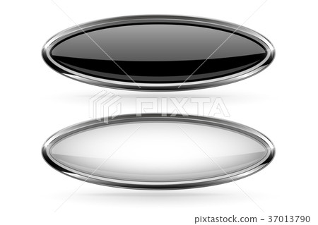 Oval buttons with bold chrome frame. 3d shiny icon - Stock Illustration ...