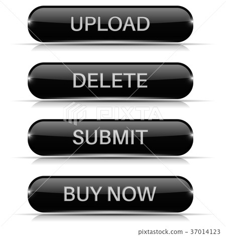 Black menu buttons. Glass interface icons - Stock Illustration ...