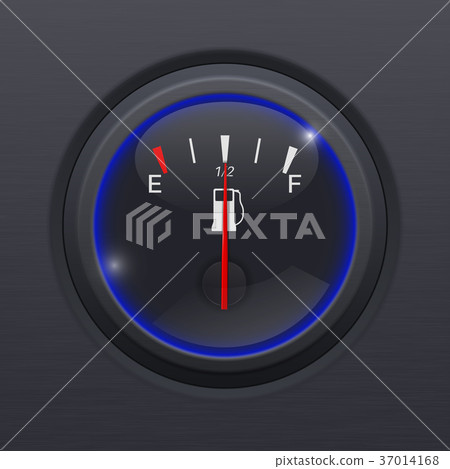 Fuel gage. Black dashboard with blue light - Stock Illustration ...