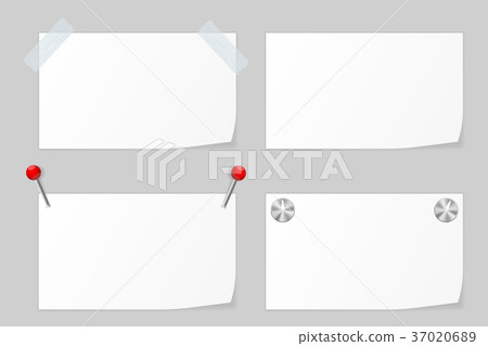 White paper notice attached to the wall with - Stock Illustration ...