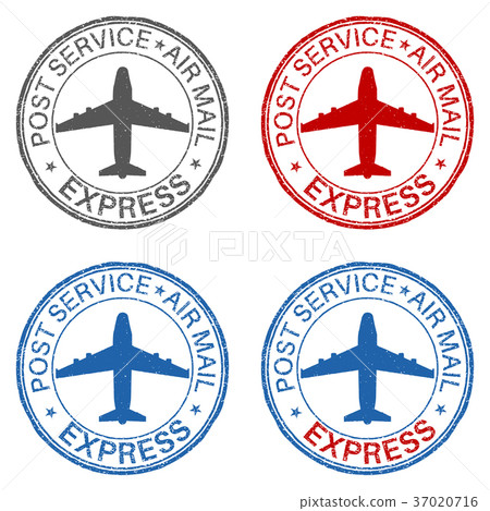 Post service EXPRESS postmark with airplane sign - Stock Illustration ...