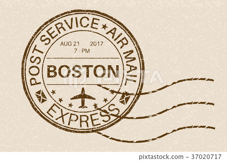 BOSTON round postmark for envelope on beige - Stock Illustration ...
