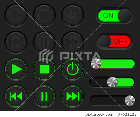 Set of media player buttons. User interface icon - Stock Illustration ...