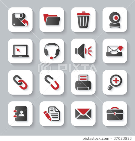 White flat computer icons - Stock Illustration [37023853] - PIXTA
