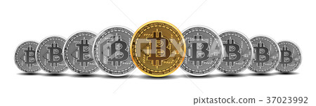 Set of gold and silver bitcoins - Stock Illustration [37023992] - PIXTA