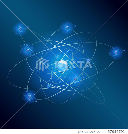 Atom on blue background - Stock Illustration [37036791] - PIXTA