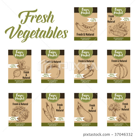 Vegetable tag and farm market veggies price labels - Stock Illustration ...