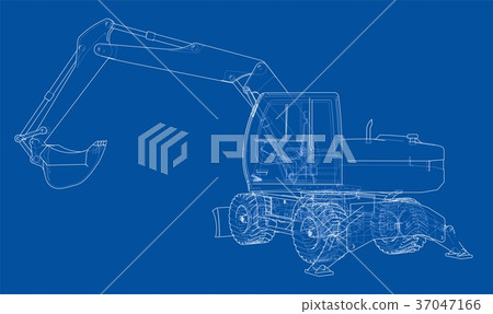 Power shovel isolated on white background - Stock Illustration ...