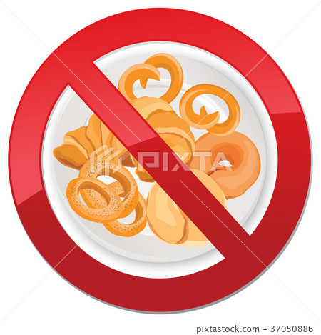 Gluten free icon. No bread sign. Ban calorie food - Stock Illustration ...