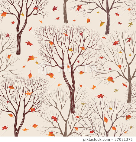 Autumn forest pattern Fall tree tile background - Stock Illustration ...