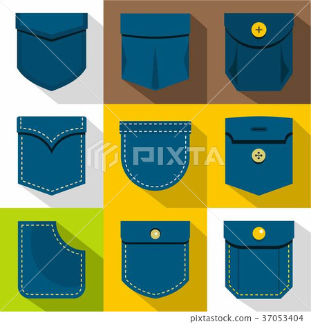 Woman pocket icons set, flat style - Stock Illustration [37053404] - PIXTA