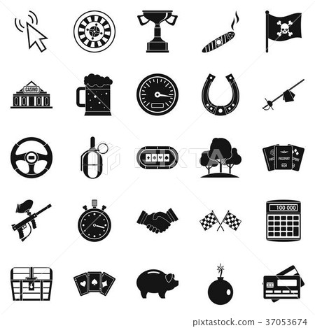 Game of chance icons set, simple style - Stock Illustration [37053674 ...