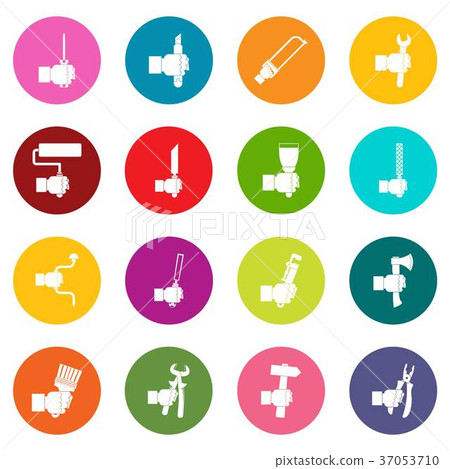 Hand tool icons many colors set - Stock Illustration [37053710] - PIXTA
