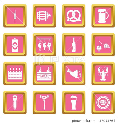 Beer icons pink - Stock Illustration [37053761] - PIXTA