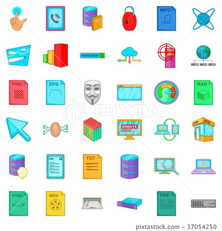 Different file icons set, cartoon style - Stock Illustration [37054250 ...