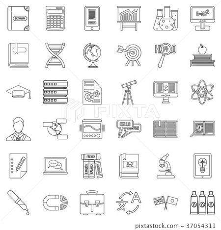 Dictionary icons set, outline style - Stock Illustration [37054311] - PIXTA