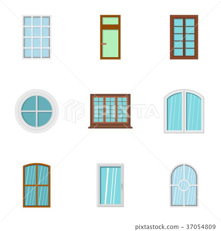 House window icon set, flat style - Stock Illustration [37054809] - PIXTA