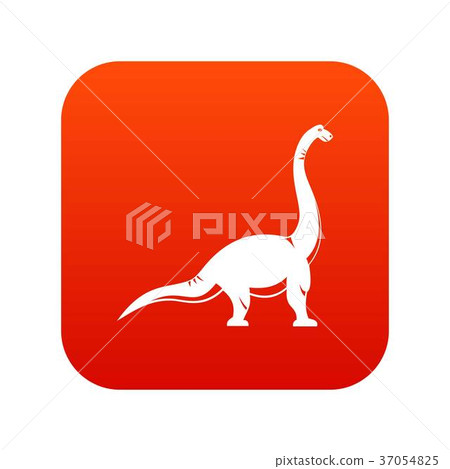 Brachiosaurus dinosaur icon digital red - Stock Illustration [37054825 ...