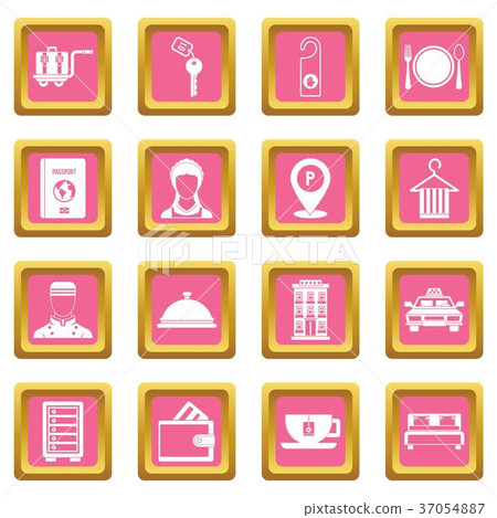 Hotel icons pink - Stock Illustration [37054887] - PIXTA