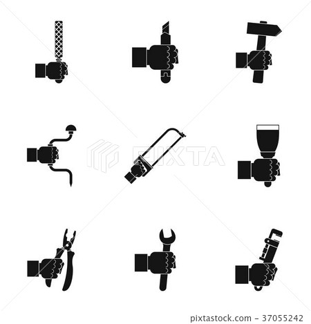 Repair hand tool icon set, simple style - Stock Illustration [37055242 ...