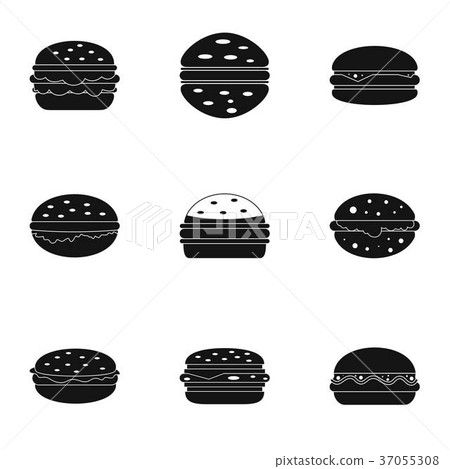 Burger food icon set, simple style - Stock Illustration [37055308] - PIXTA