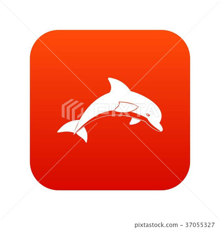 Jumping dolphin icon digital red - Stock Illustration [37055327] - PIXTA