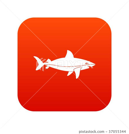 Shark fish icon digital red - Stock Illustration [37055344] - PIXTA