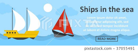 Ships in the sea banner horizontal concept - Stock Illustration ...