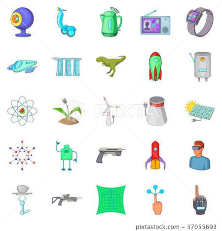 Future technology icons set, cartoon style - Stock Illustration ...