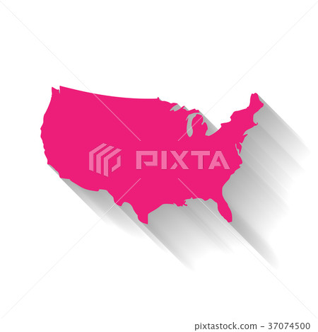 United States of America, USA, pink map silhouette - Stock Illustration ...