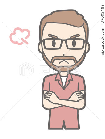 Bearded man wearing glasses is angry - Stock Illustration [37085488 ...