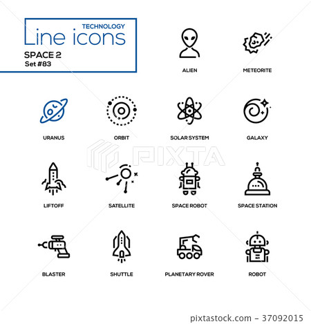 Space concept - line design icons set - Stock Illustration [37092015 ...