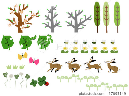 Collection of spring materials. Clip art for... - Stock Illustration ...