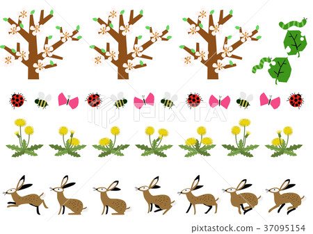 Collection of spring materials. Clip art for... - Stock Illustration ...