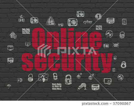 Protection concept: Online Security on wall - Stock Illustration ...