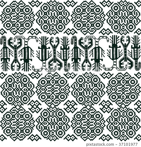 seamless pattern with Peruvian motifs - Stock Illustration [37101977 ...