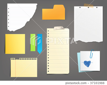 Collection of illustrations paper notes of various - Stock Illustration ...