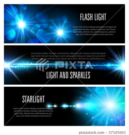 Blue light effect banner set with star shine - Stock Illustration ...