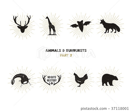 Set of wild animal figures and shapes with - Stock Illustration ...