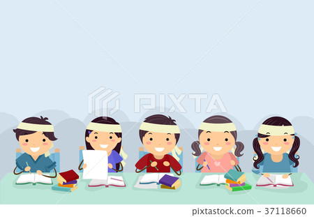 Stickman Kids Cram School Border Illustration - Stock Illustration ...