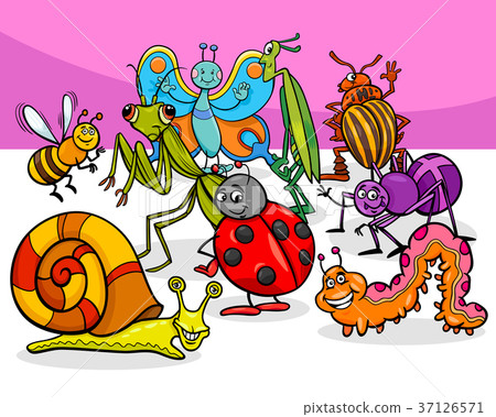 cartoon insects and bugs characters group - Stock Illustration ...