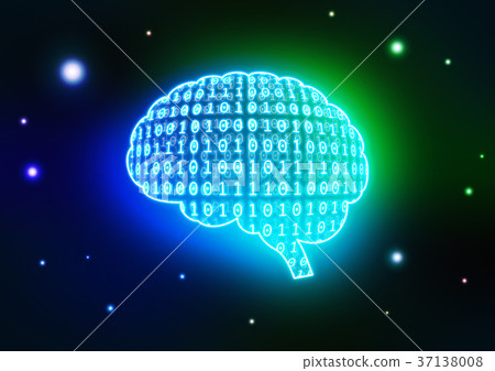 Artificial intelligence image illustration blue... - Stock Illustration ...