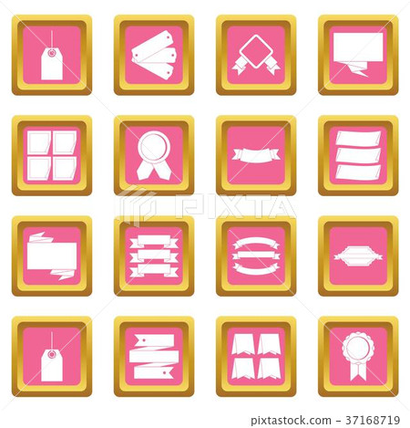 Different colorful labels icons pink - Stock Illustration [37168719 ...