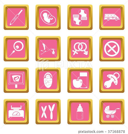 Pregnancy symbols icons pink - Stock Illustration [37168878] - PIXTA