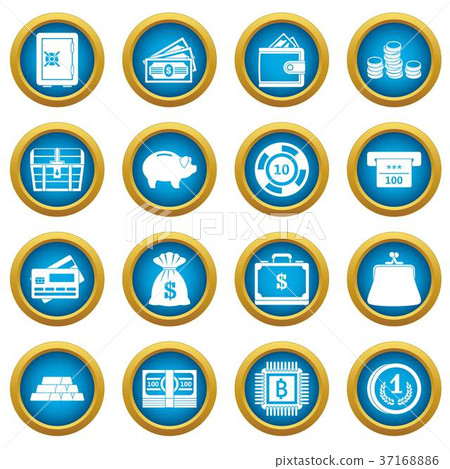 Different money icons blue circle set - Stock Illustration [37168886 ...