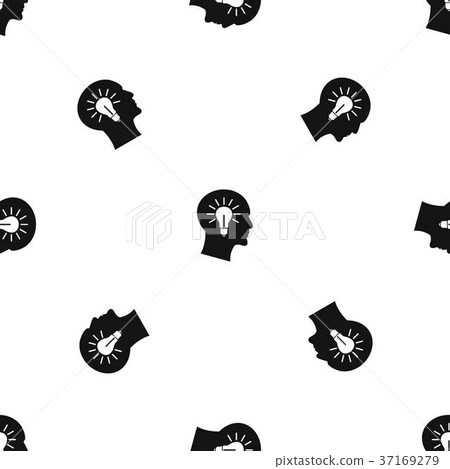 Light bulb inside head pattern seamless black - Stock Illustration ...