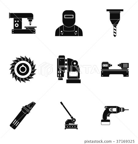 Metal processing tool icon set, simple style - Stock Illustration ...
