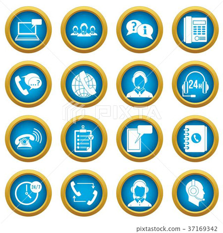 Call center symbols icons blue circle set - Stock Illustration ...