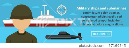 Military ships and submarines banner horizontal... - Stock Illustration ...